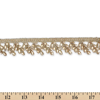 1 Inch Leafy Rhinestone Metallic Corded Mesh Trim