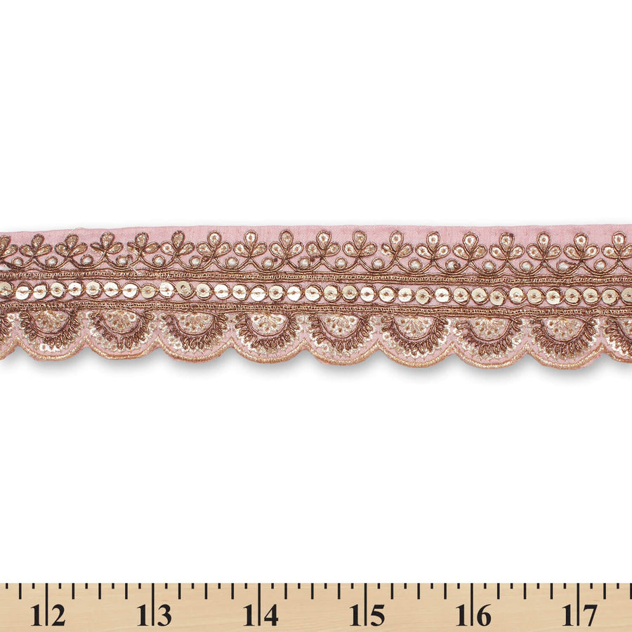 Regal Gold Metallic Sequined Cording On Woven Trim