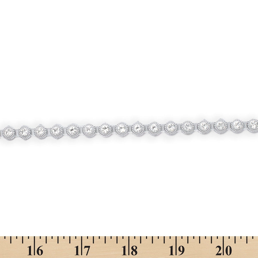 1/4 in. Rounded Rhinestone Metallic Chain Trim 10 yd Spool