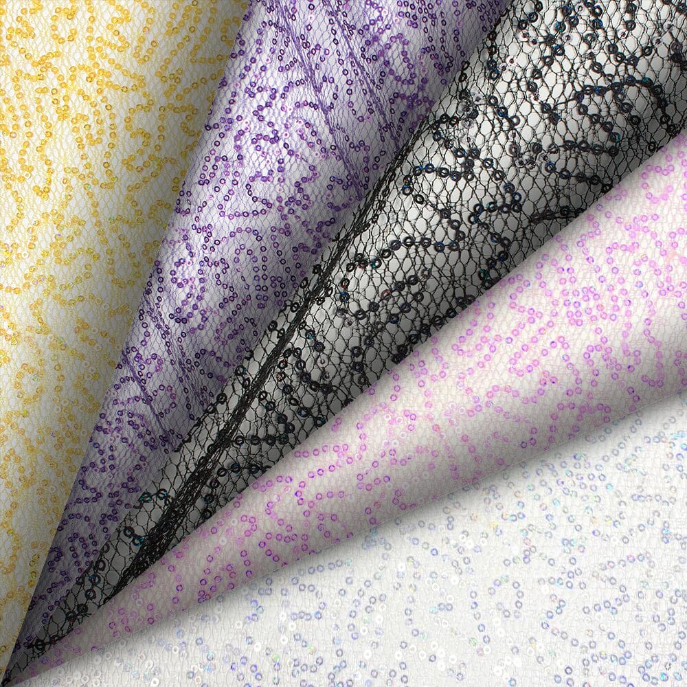 Embroidery Sequins on Tulle Mesh 52" Wide 100% Polyester ON SALE!