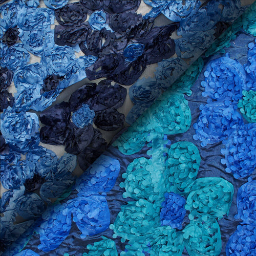 Pinked Edge Taffeta Rosette On Mesh Fabric