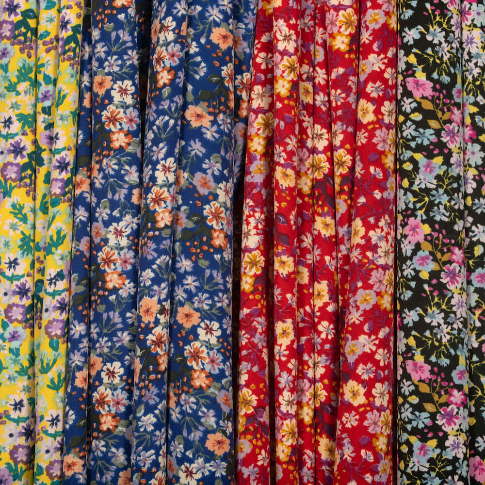 Iris Crepe De Chine Print Fabric By The Yard | Fabric Wholesale Direct