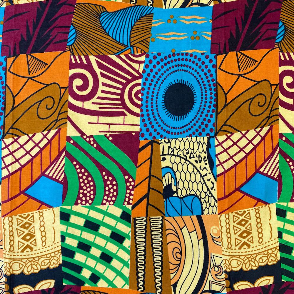 African Print Fabric (90269-7) 100% Cotton 44" Wide $4.99/Yard