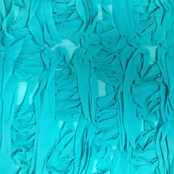 Striped Ruffle Chiffon Embroidery Fabric