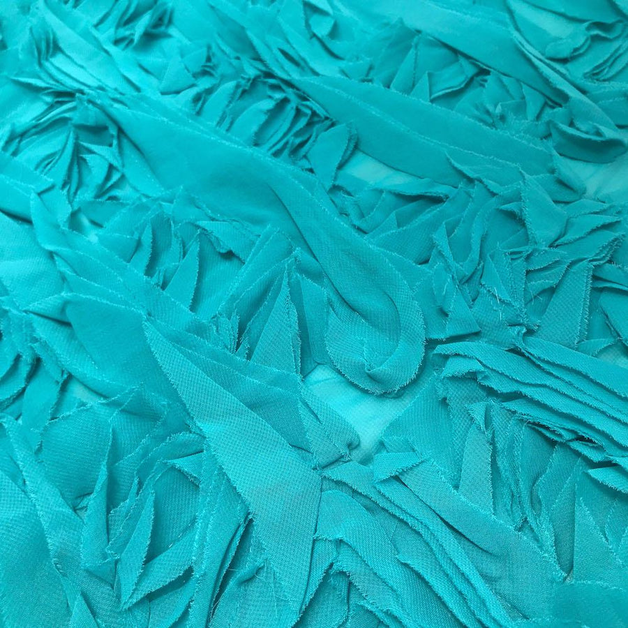 Striped Ruffle Chiffon Embroidery Fabric
