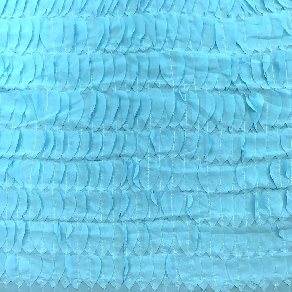 Aqua Leaf Ruffle Chiffon Fabric 60" Wide Sold By The Yard