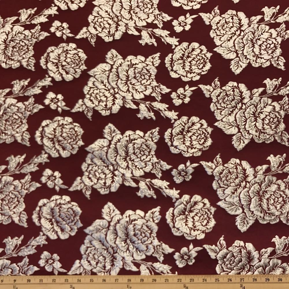 Silver 3D Metallic Jacquard Fabric 60" Width $9.35/Yard 100% Polyester