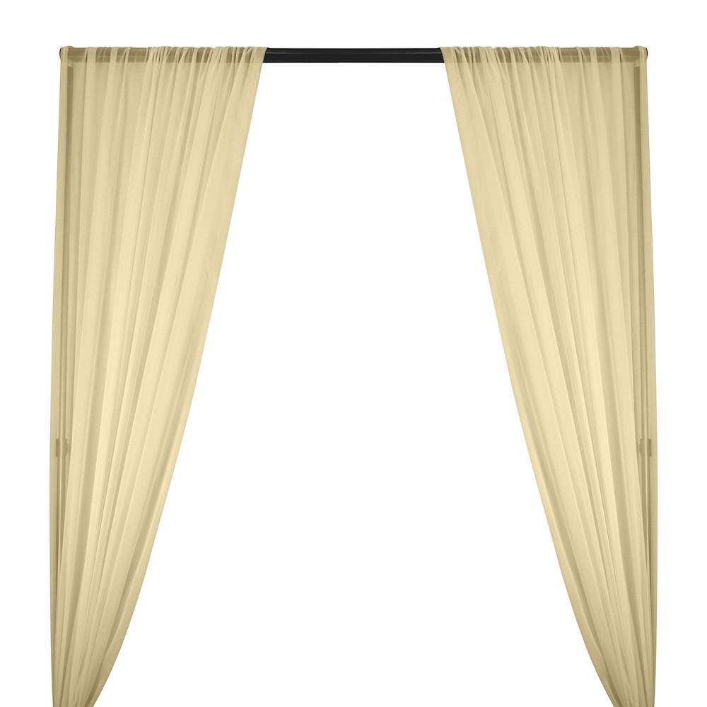 Beige Silk Georgette Chiffon Fabric Curtains with Pockets for Pipe Drape