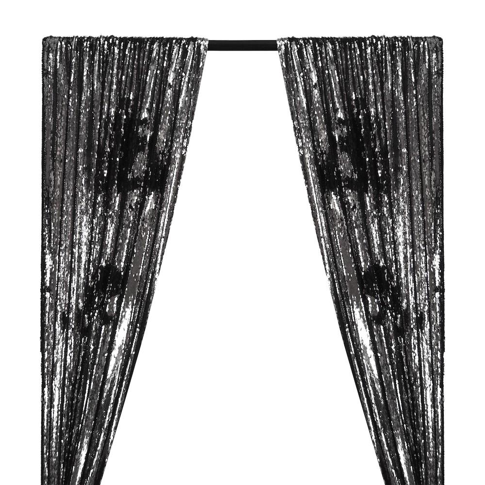 Black / Silver Two-Sided Reversible Sequins Fabric Curtains with ...