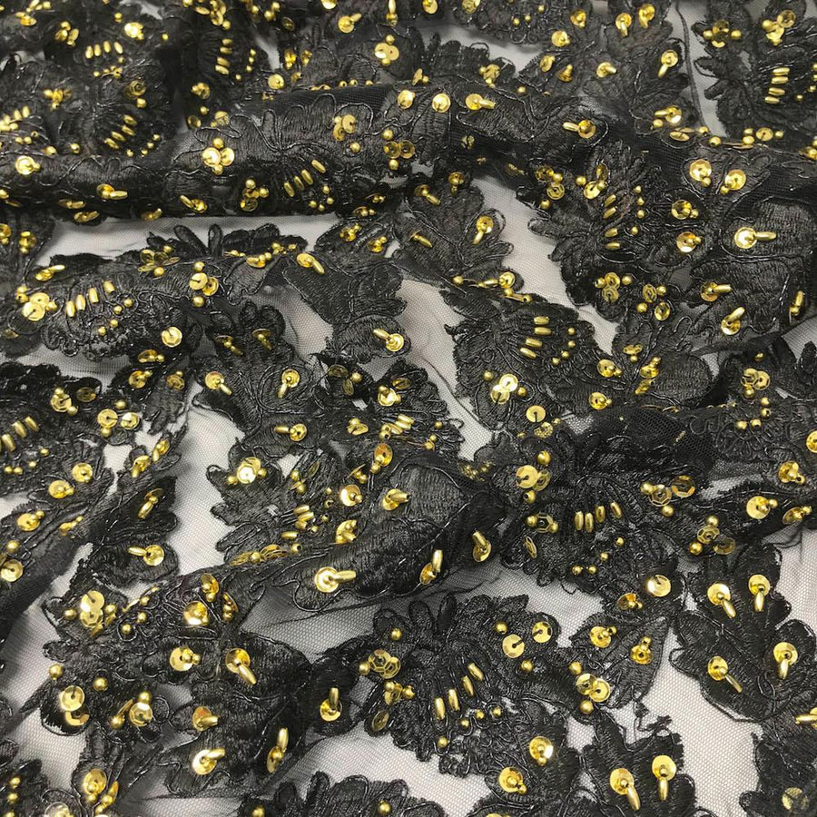 Autumn Leaf Corded Lace on Tulle Fabric 52" Wide $19.99/Yard