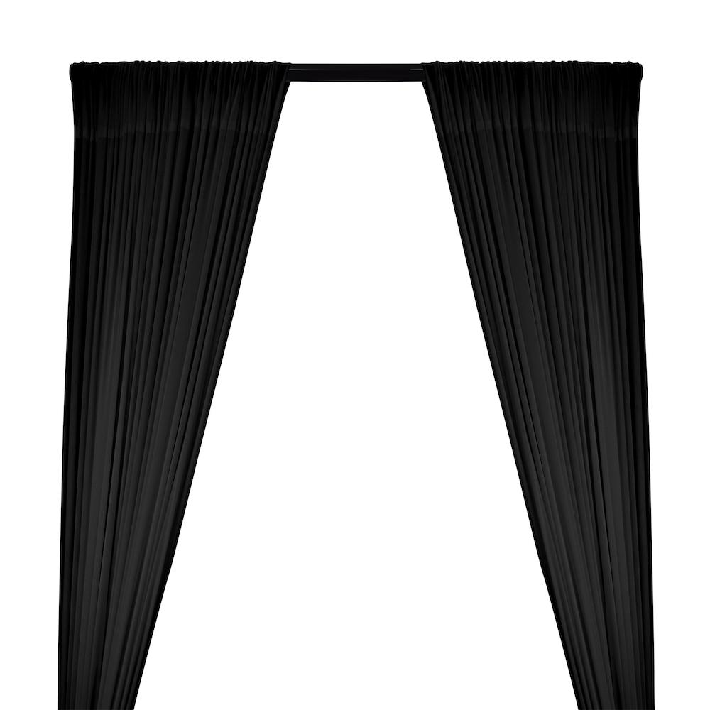 Black Power Mesh Fabric Curtains with Pockets for Pipe Drape