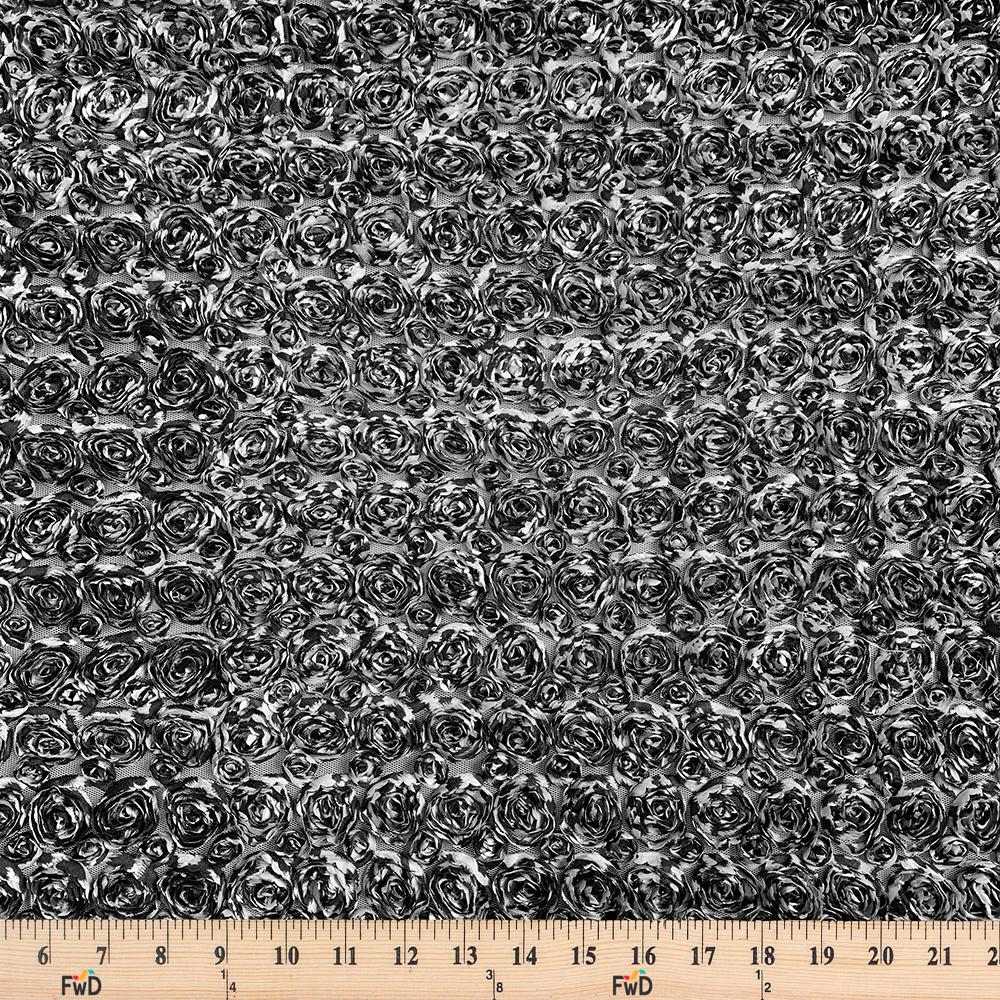 Black and White Spotted Rosette Fabric 52" Wide Sold By The Yard