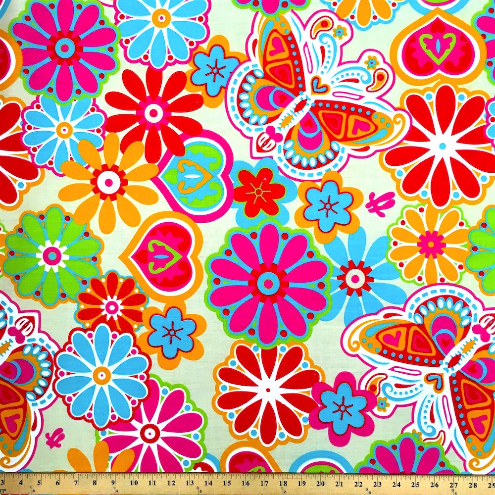 Botanical Garden Print Fabric Cotton Polyester Broadcloth 60"