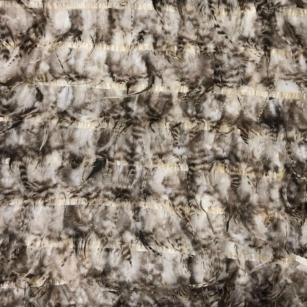 Real Chicken Feather Trim Layers on Poly Mesh Fabric 60" Wide Sold BTY