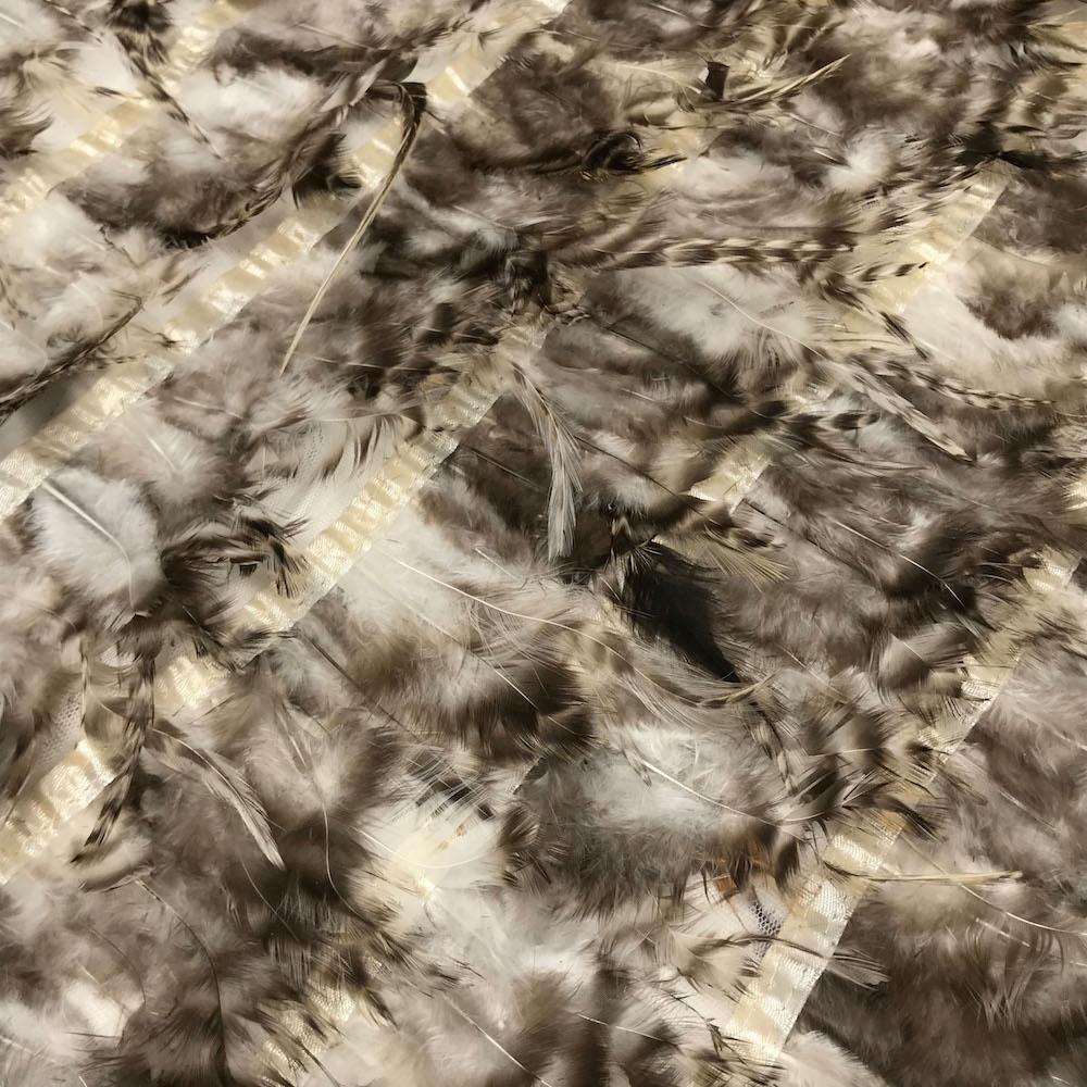 Real Chicken Feather Trim Layers on Poly Mesh Fabric 60" Wide Sold BTY