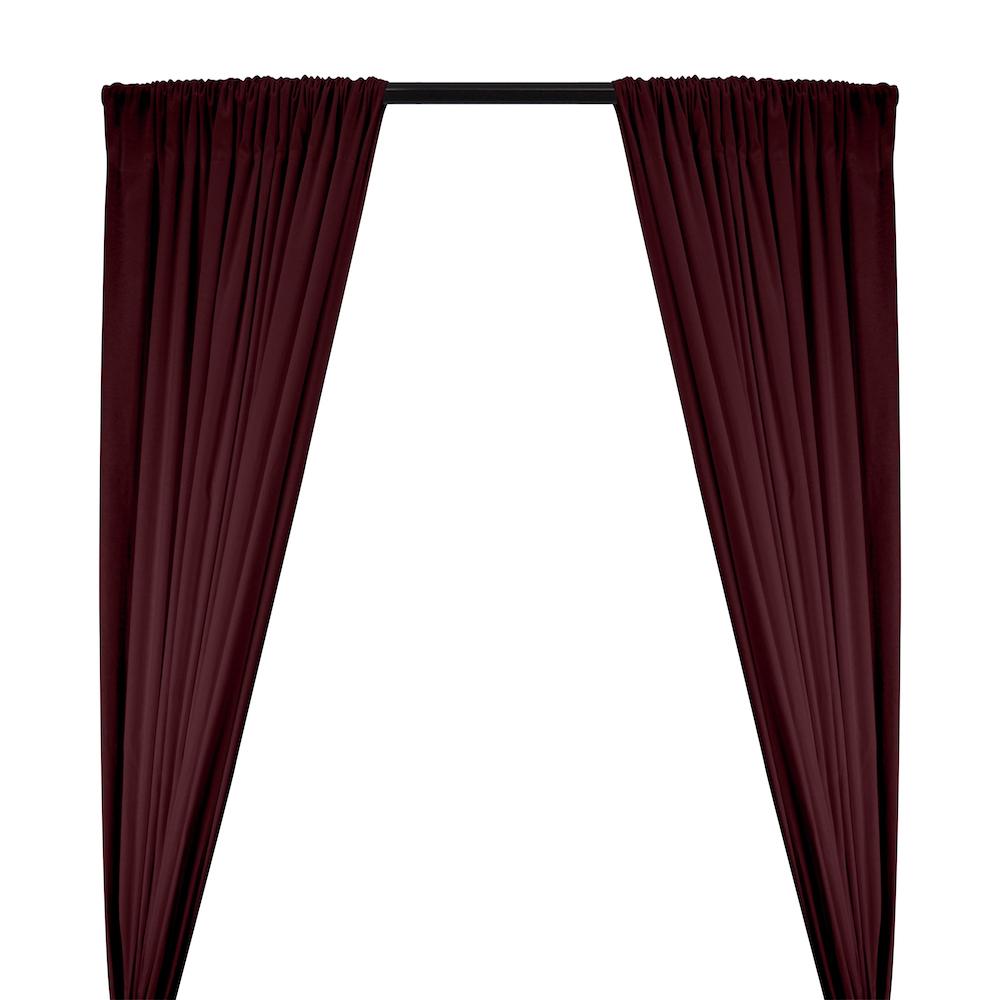 Burgundy Cotton Flannel Fabric Curtains with Rod Pockets for Pipe Drape