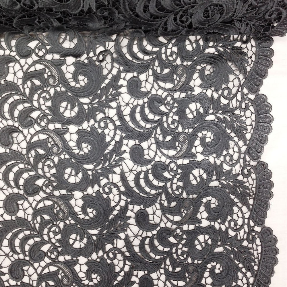 Grey Cardinal Guipure Fabric French Venice Lace 52"