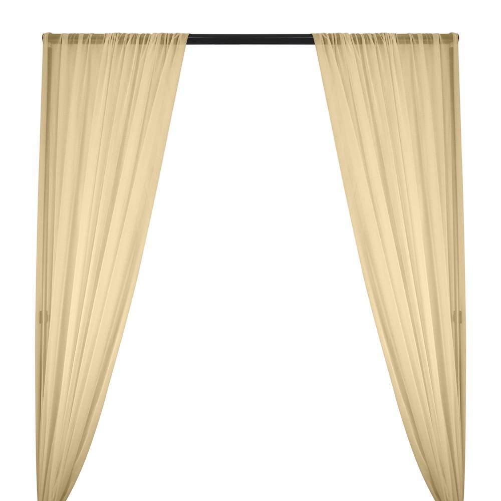 Champagne Silk Georgette Chiffon Fabric Curtains with Pockets for Pipe ...