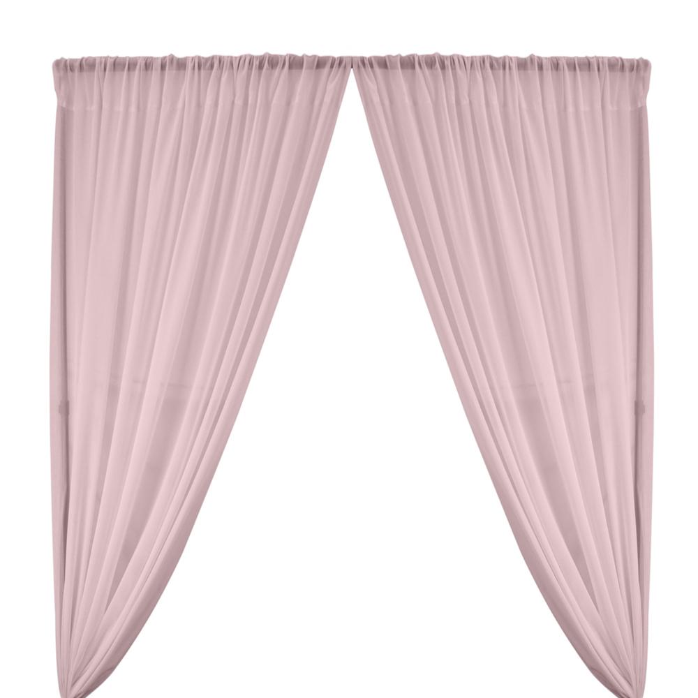 Light Pink Polyester Chiffon Fabric Curtains with Pockets for Pipe Drape