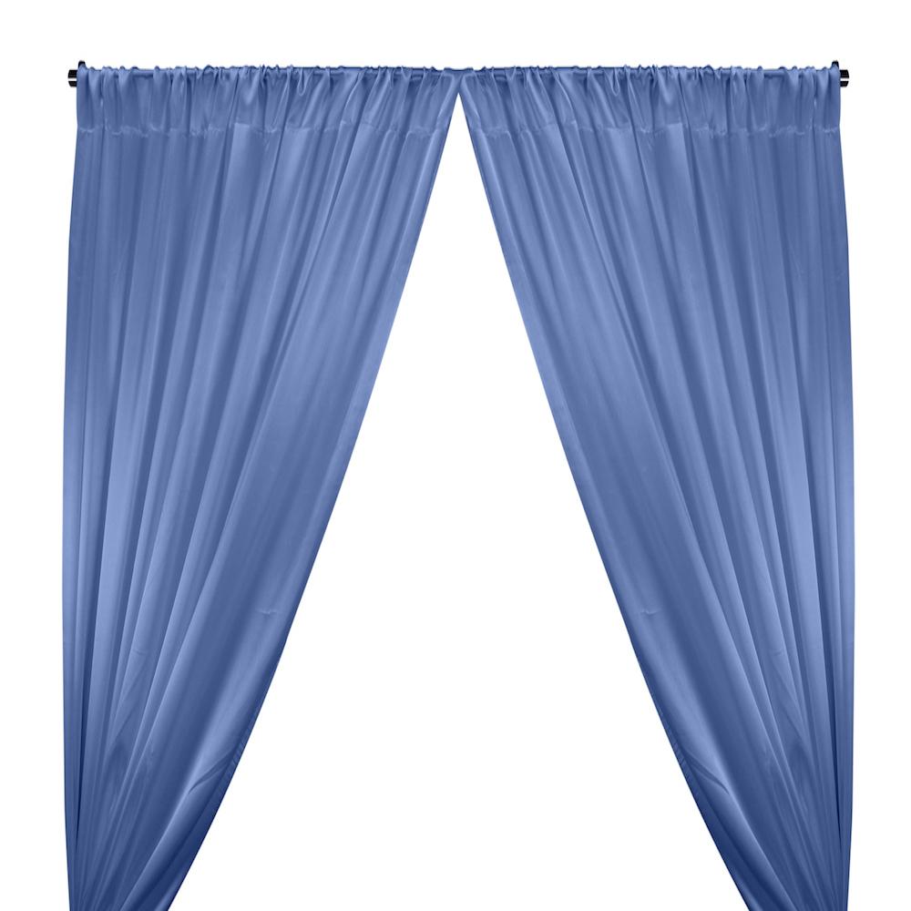 Dark Blue Crepe Back Satin Fabric Curtains with Pockets for Pipe Drape