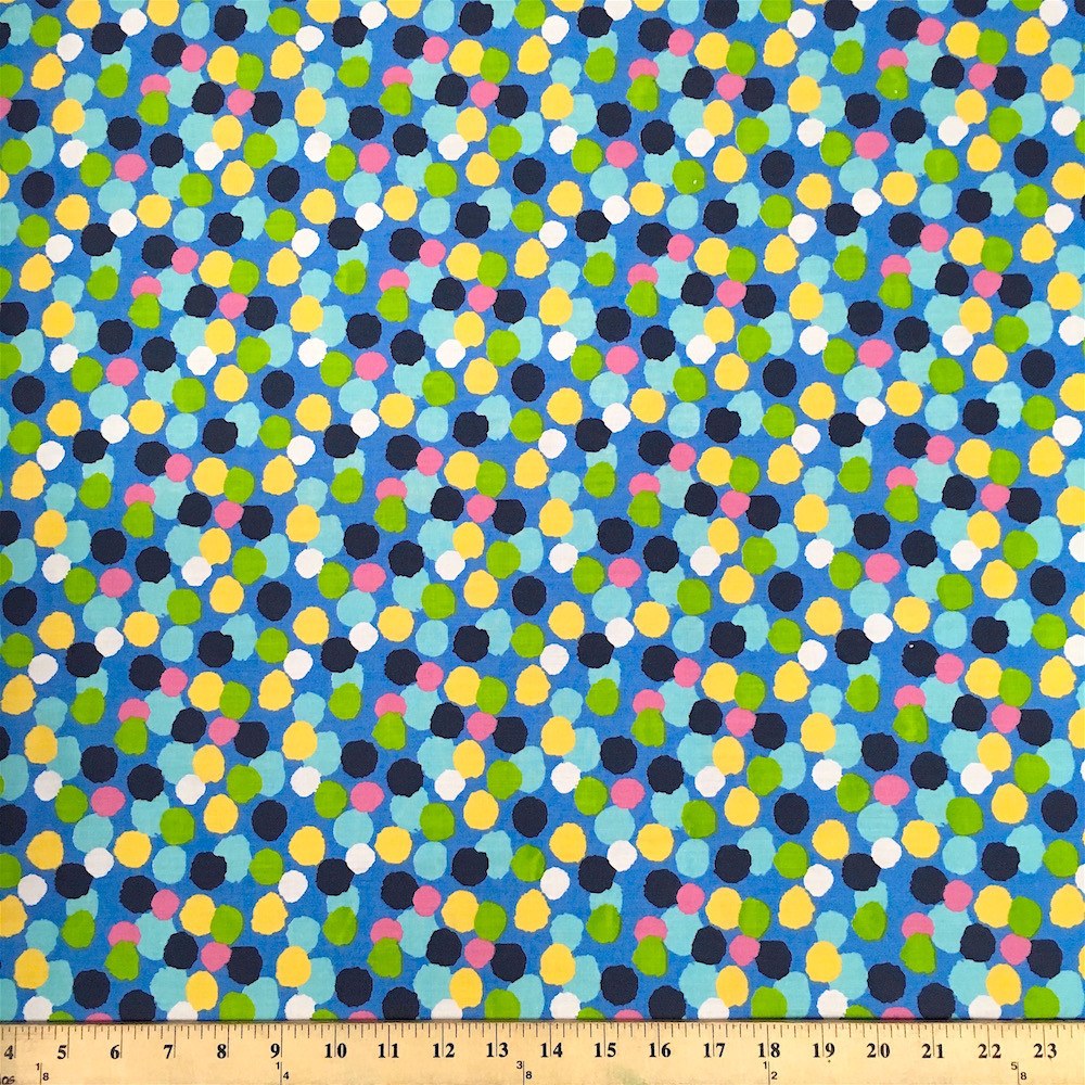 Blue Dots Print Fabric Cotton Polyester Broadcloth 60"
