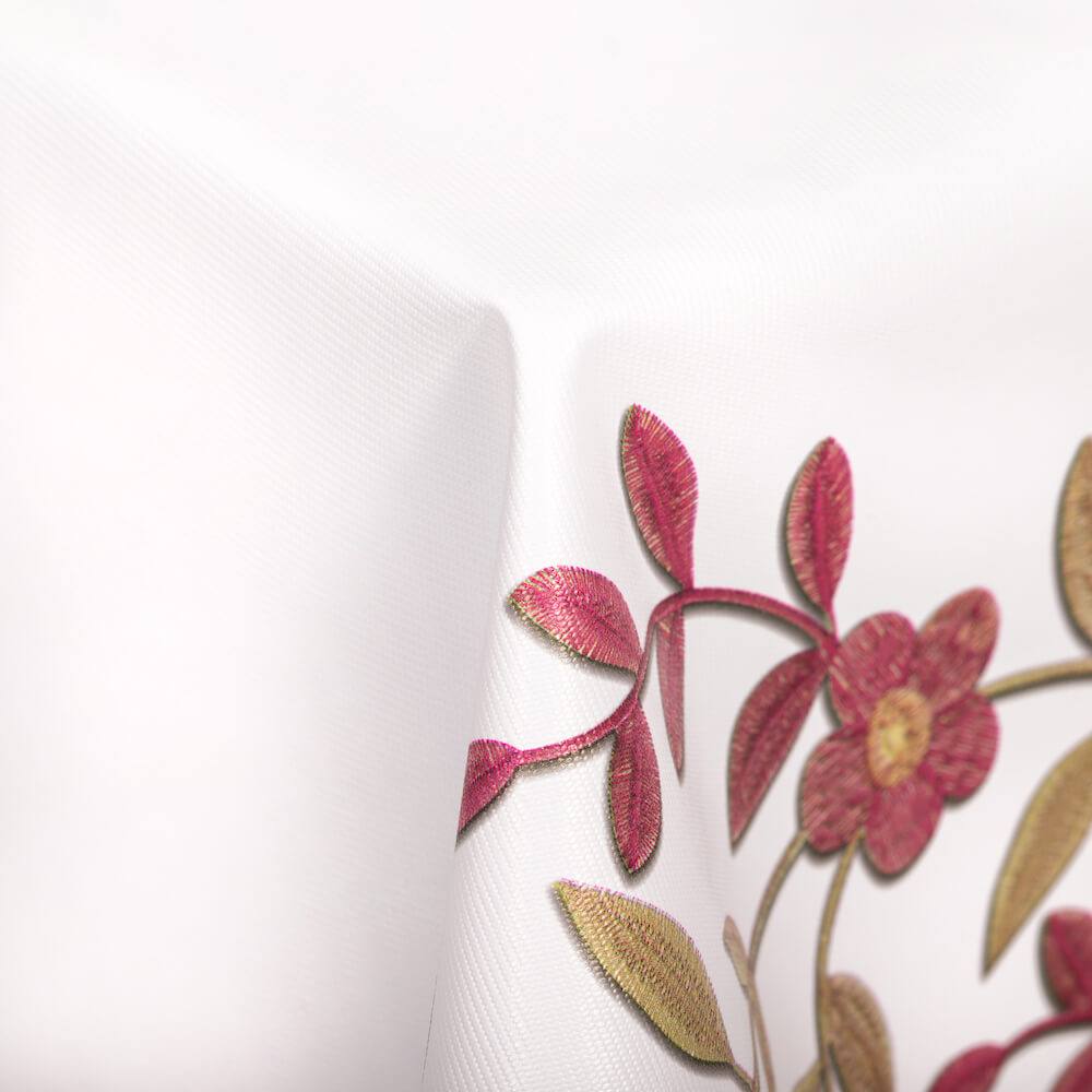 Floral Embroidery Oilcloth Fabric | Fabric Wholesale Direct