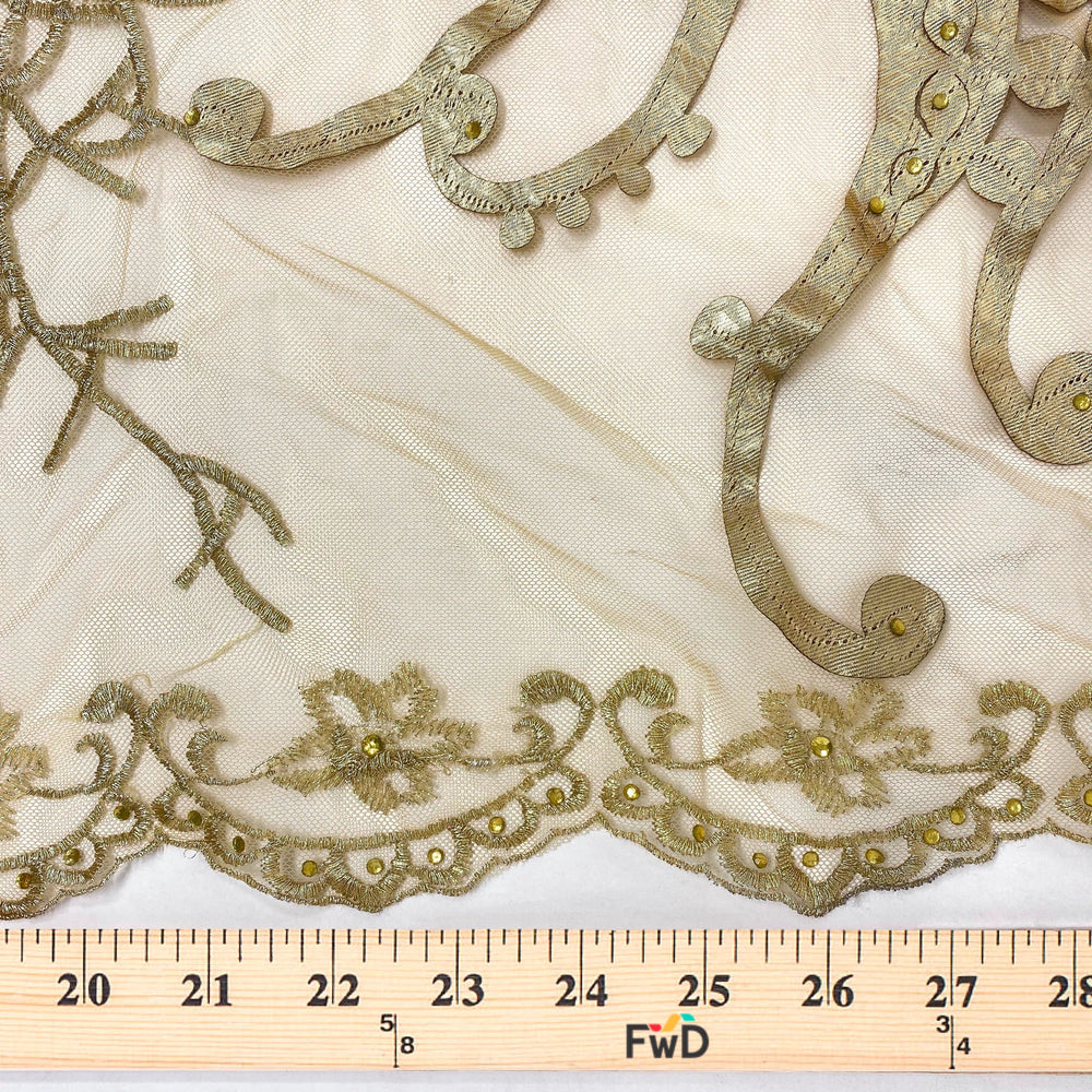 Gold Aster Reed Embroidery Fabric 100% Polyester $8.99/BTY ON SALE!