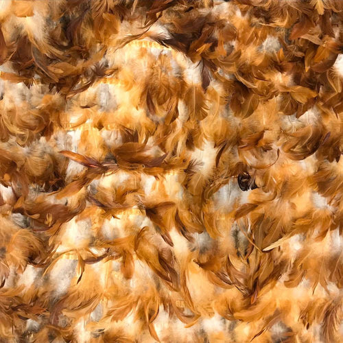 Real Chicken Feather Trim Layers on Poly Mesh Fabric 60" Wide Sold BTY