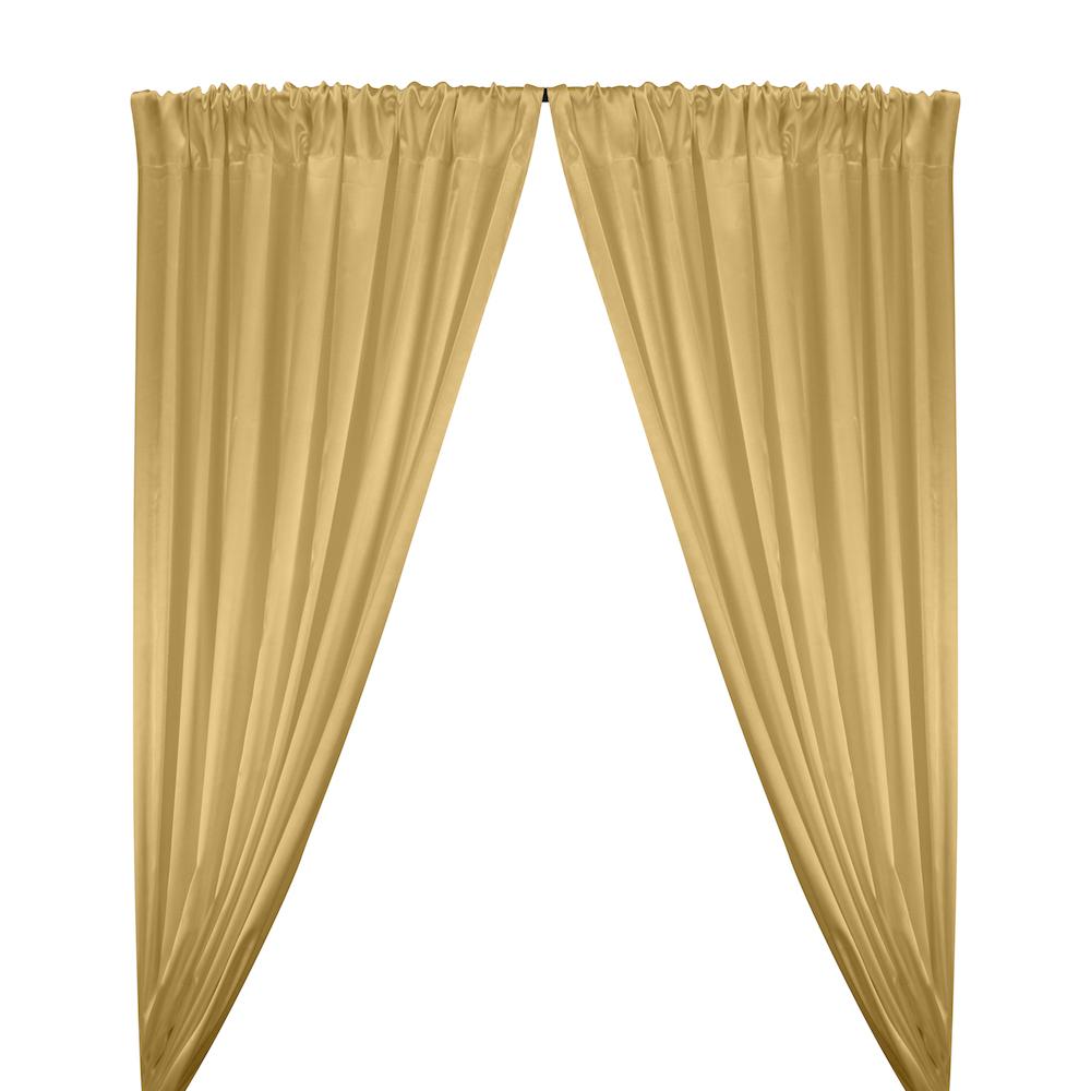 Gold Stretch Charmeuse Satin Fabric Curtains with Pockets for Pipe Drape