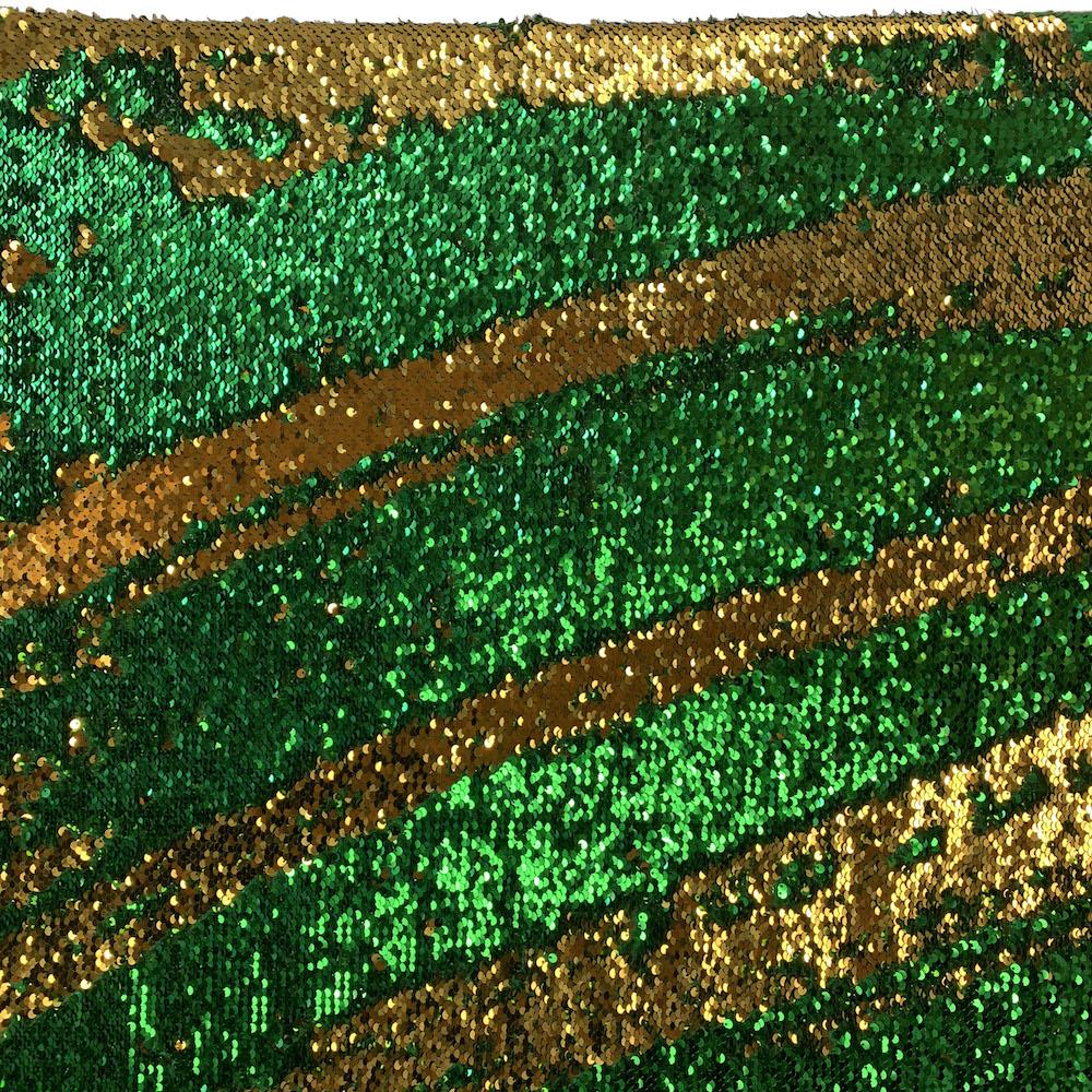 Gold / Kelly Green Two-Sided Reversible Sequins Fabric Curtains with ...