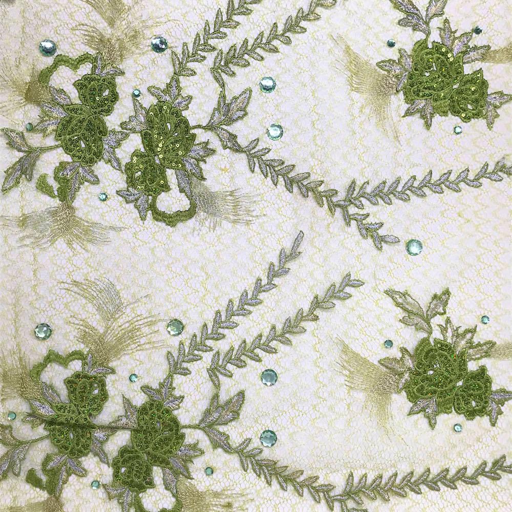 Floral Gem Embroidery Fabric 52" Wide $5.99/Yard ON SALE