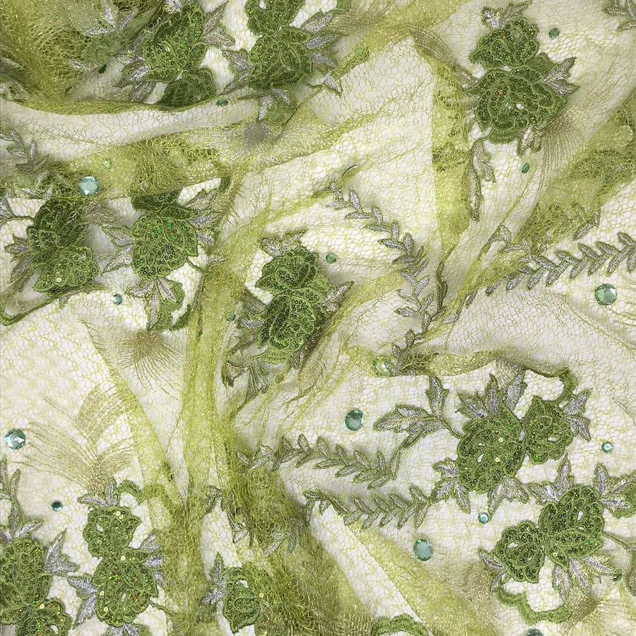 Floral Gem Embroidery Fabric 52" Wide $5.99/Yard ON SALE