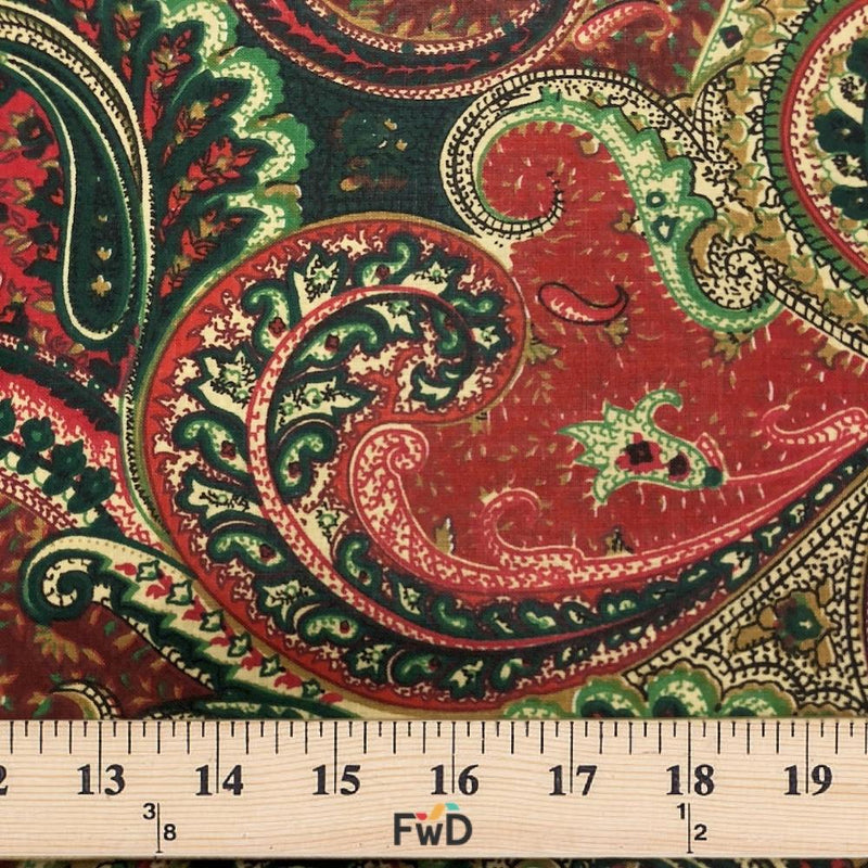 Paisley Red Printed Fabric Cotton Polyester Broadcloth 60" Wide $4.99/yard