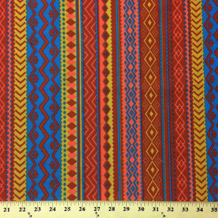 Red Aztec Print Fabric Cotton Broadcloth $2.99/yard
