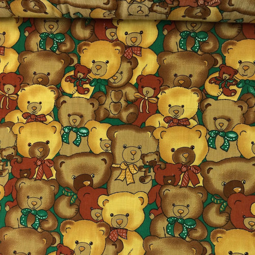 Teddy Bear Print Fabric Cotton Polyester Broadcloth 60"