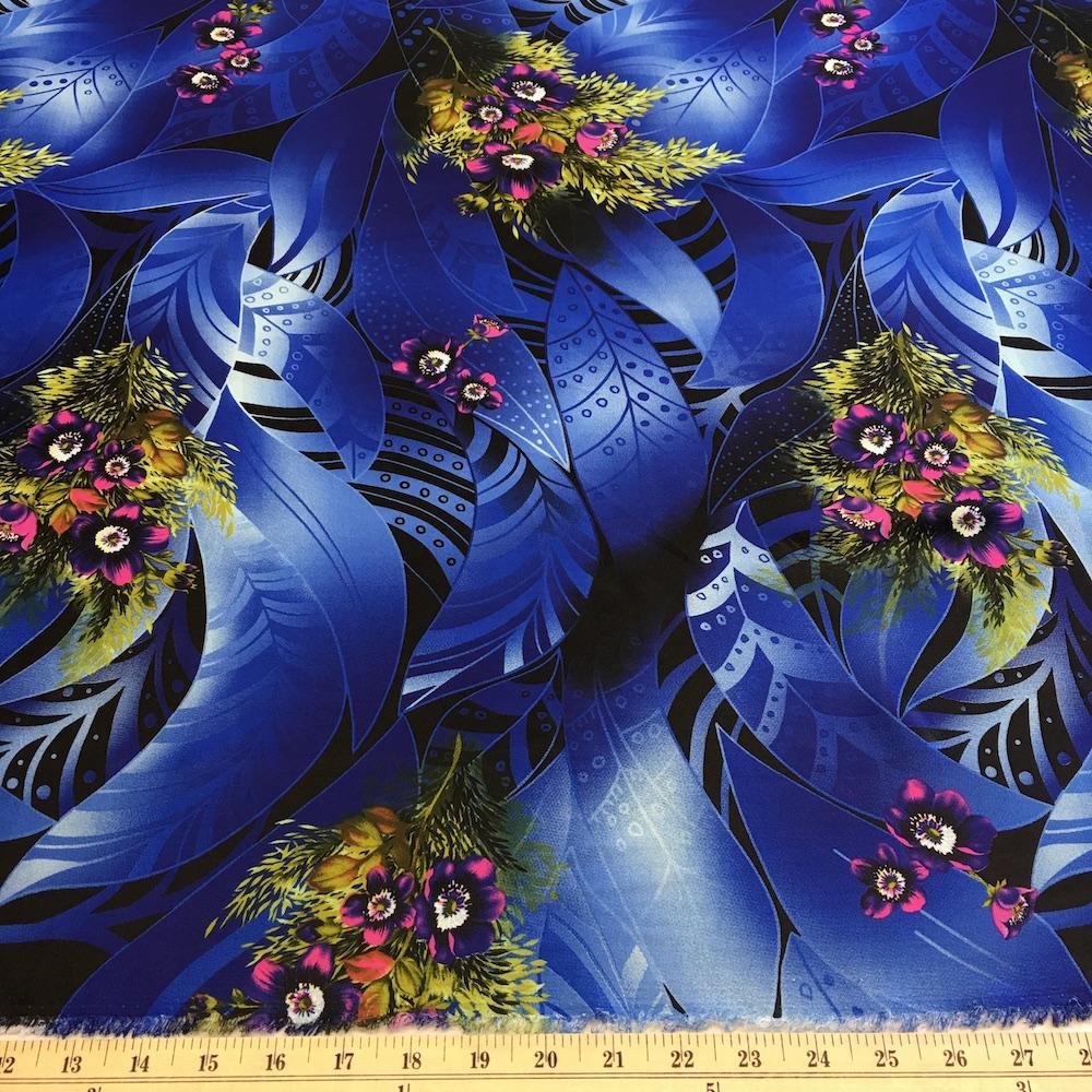 Stacy Blue Printed Charmeuse Fabric