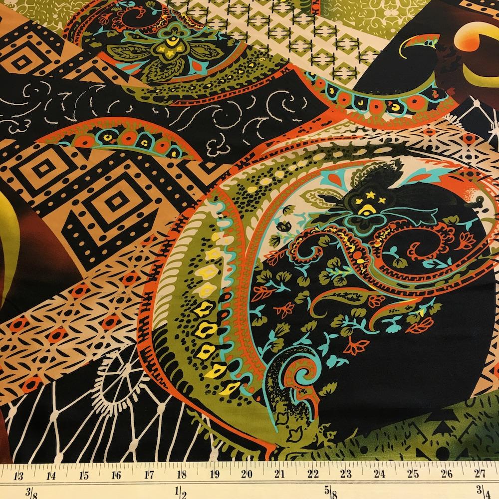 Shayla Brown Printed Charmeuse Fabric