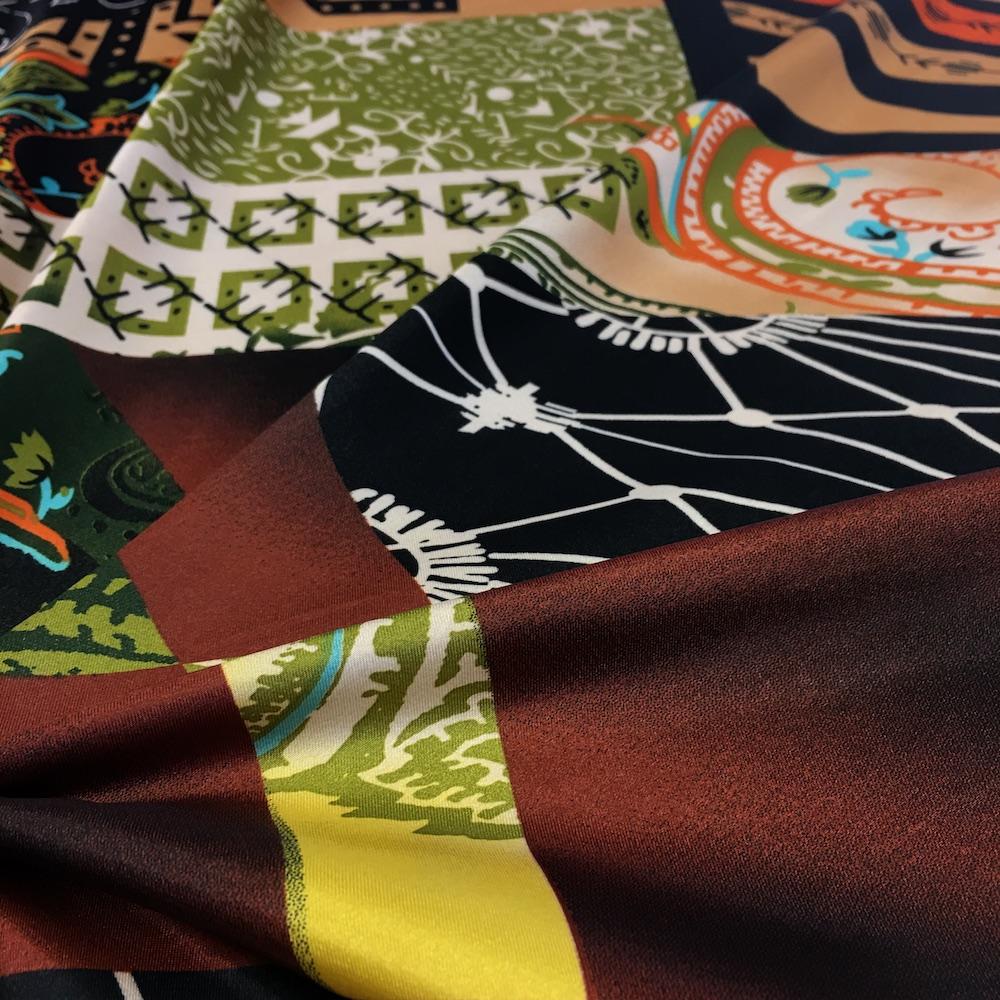 Shayla Brown Printed Charmeuse Fabric