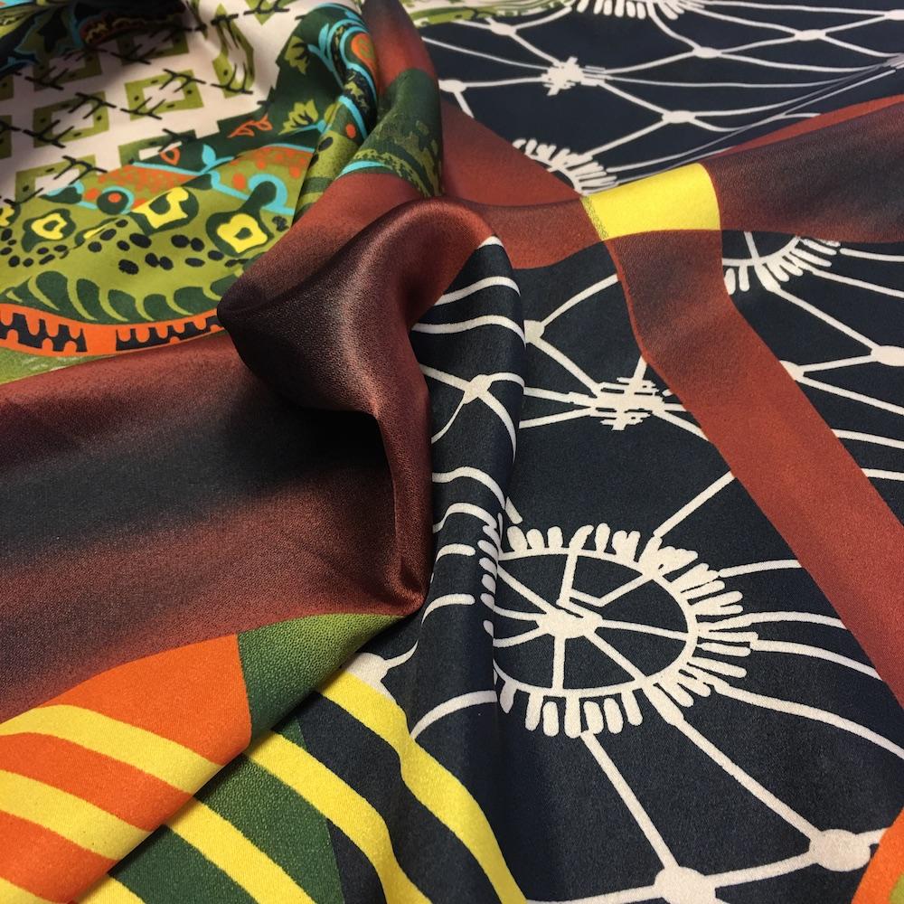 Shayla Brown Printed Charmeuse Fabric