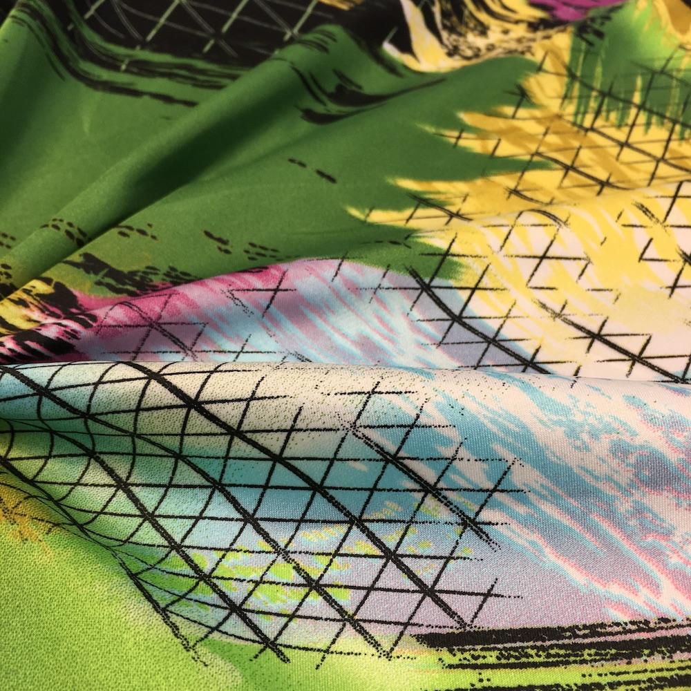 Tiffany Yellow Printed Charmeuse Fabric