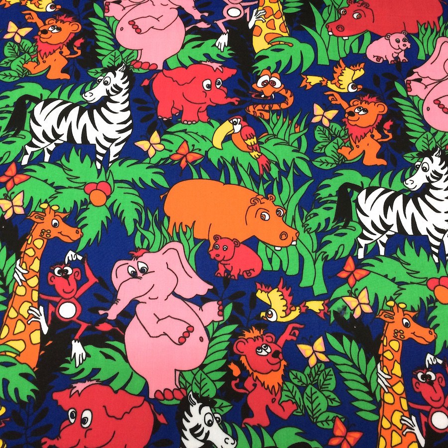 Zoo Animals Fabric Cotton Broadcloth 60" Wide $2.99/yard