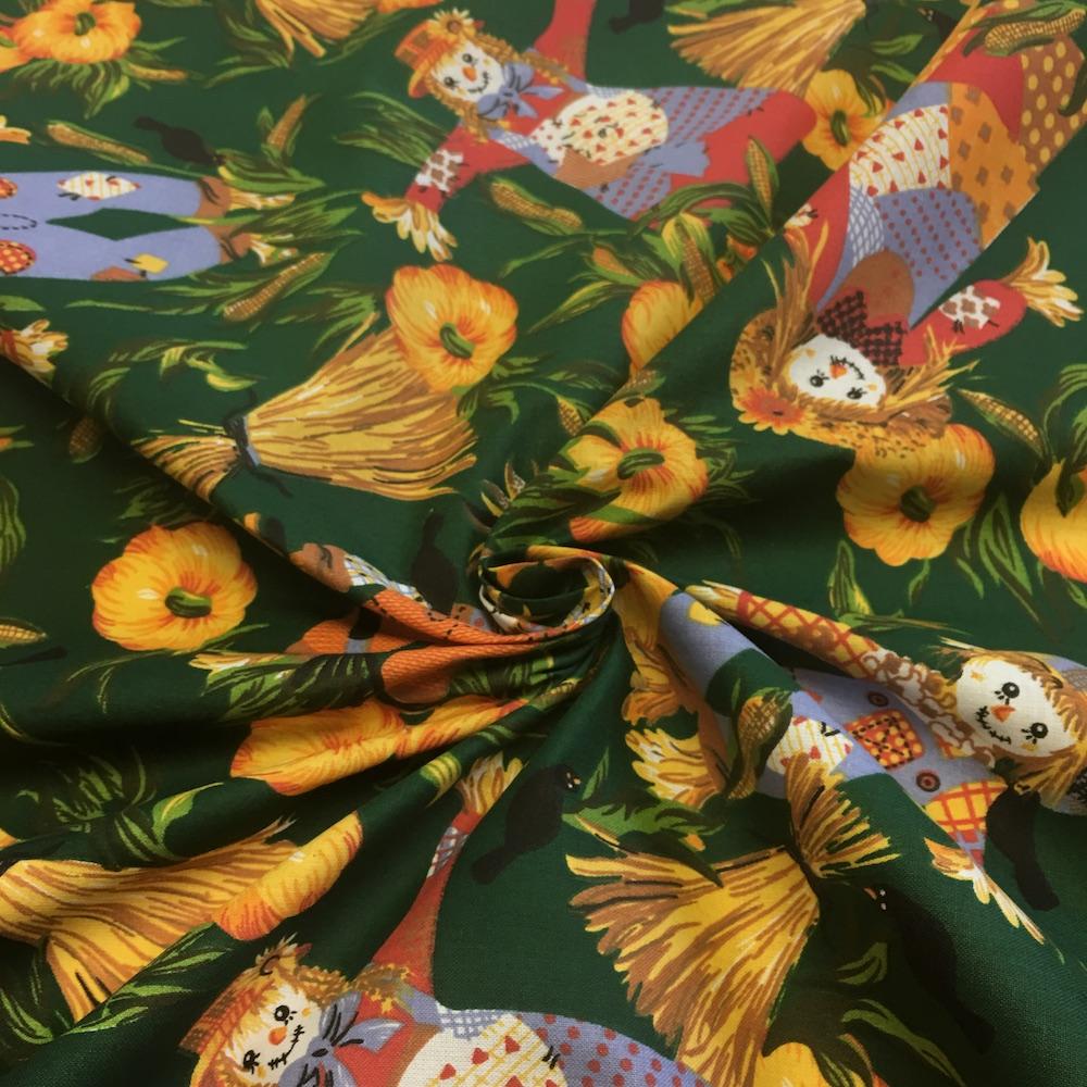 Harvest Green Printed Cotton Fabric 60" wide $4.99/yard