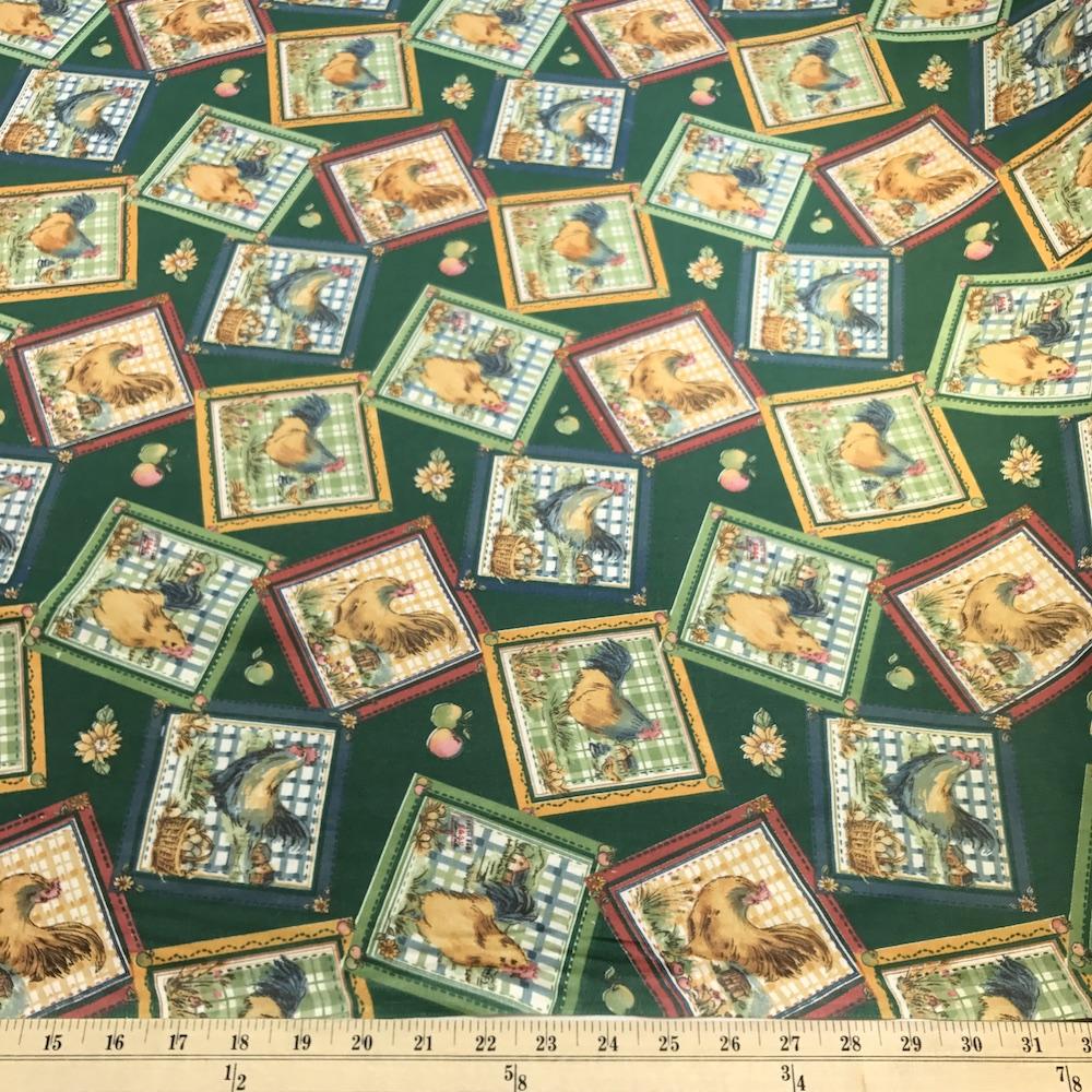 Rooster Hunter Printed Broadcloth Fabric