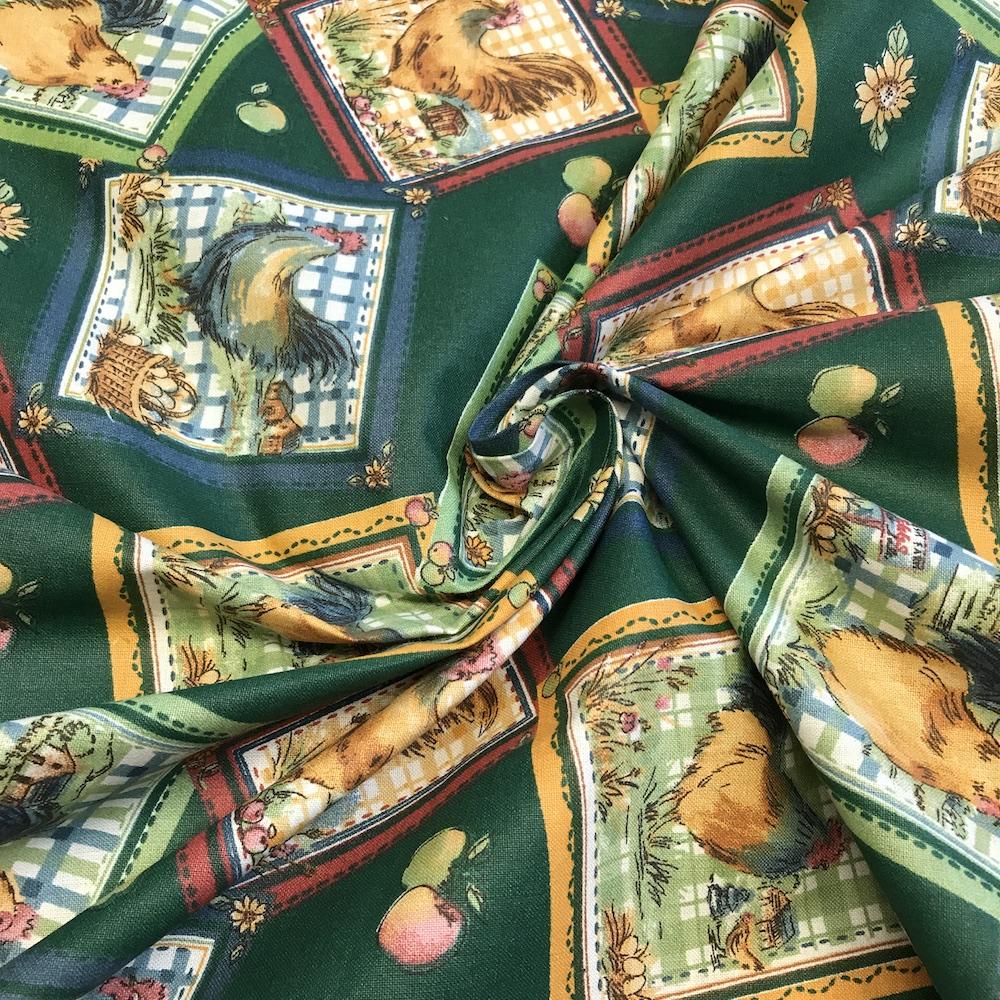 Rooster Hunter Printed Broadcloth Fabric