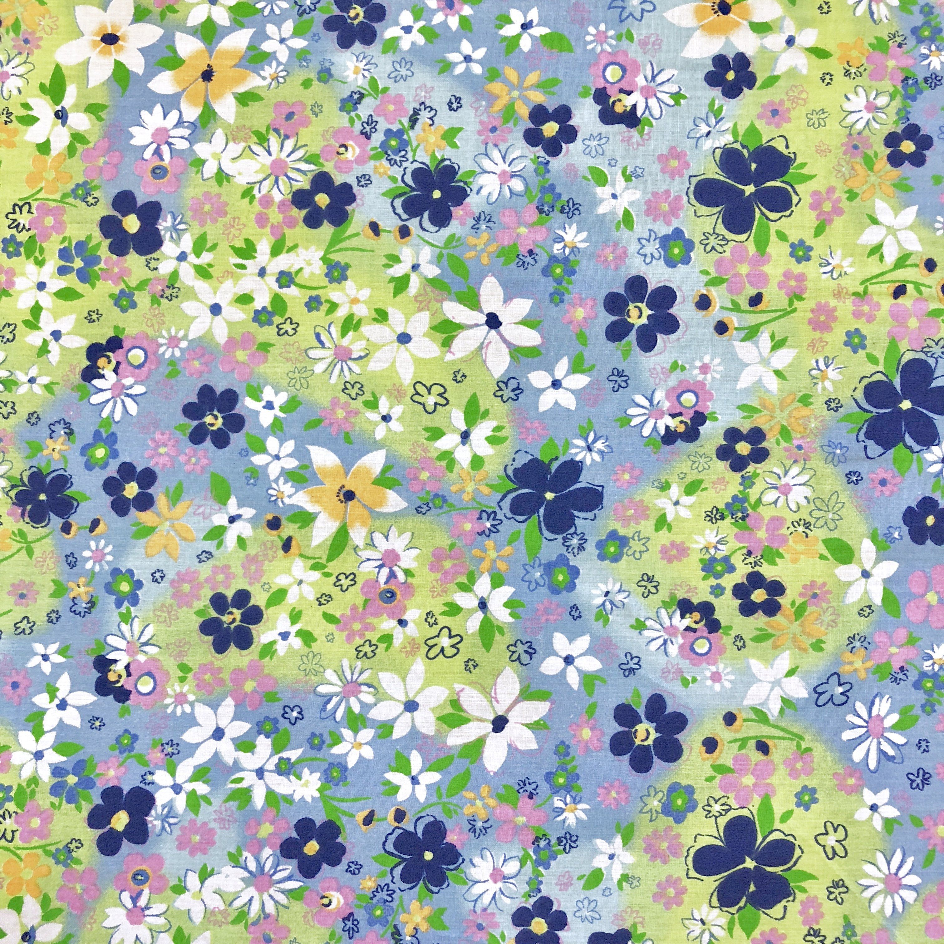 June Blue Print Fabric Cotton Polyester Broadcloth $4.99/yard