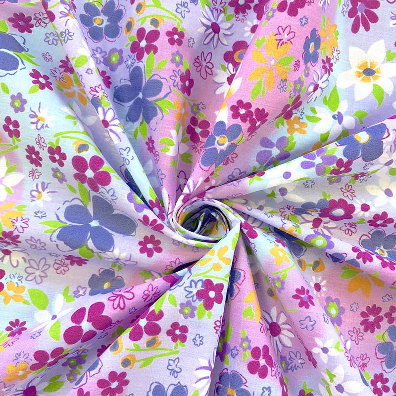 June lilac Print Fabric Cotton Polyester Broadcloth $4.99/yard