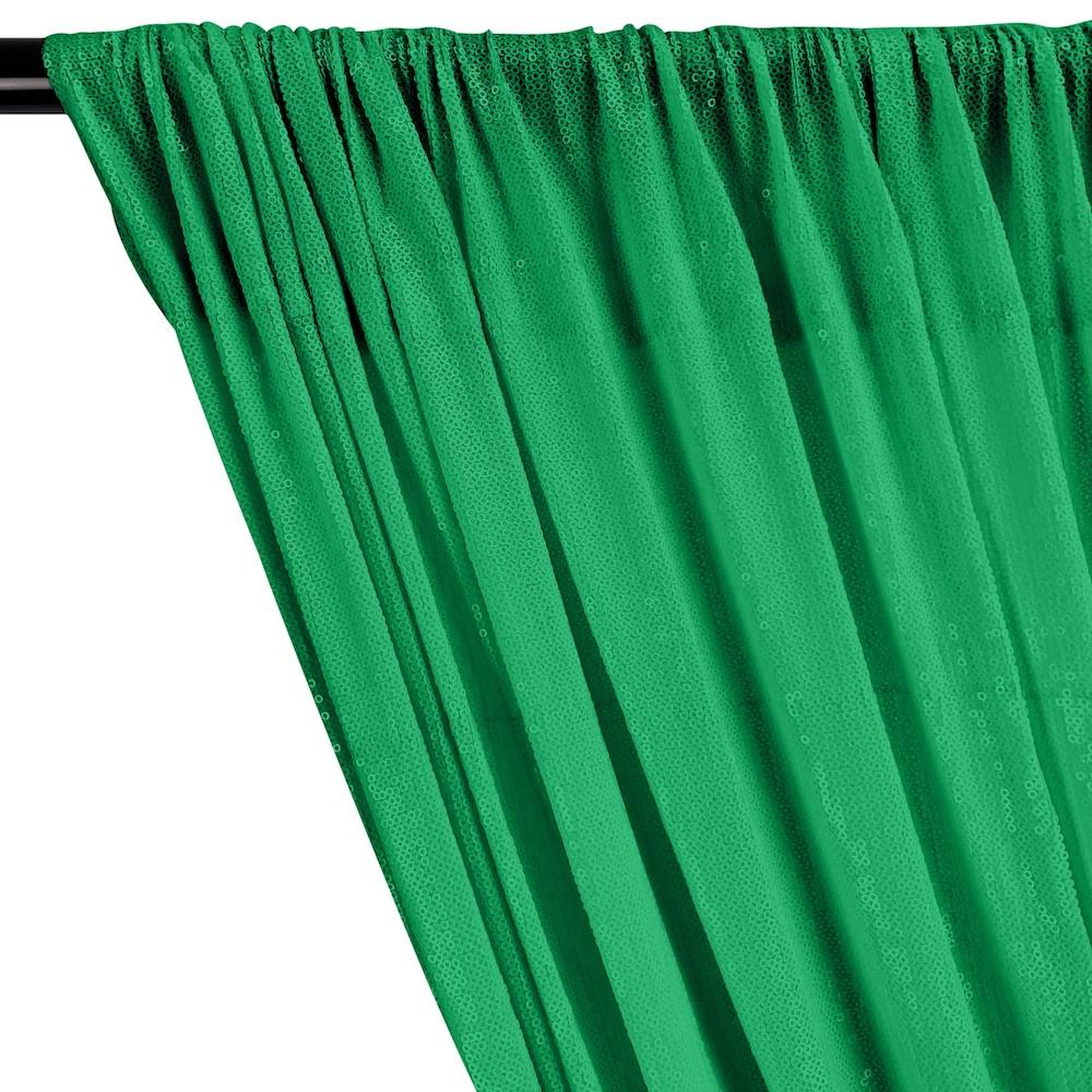 Kelly Green All-Over Micro Sequins Starlight On Stretch Mesh Fabric ...