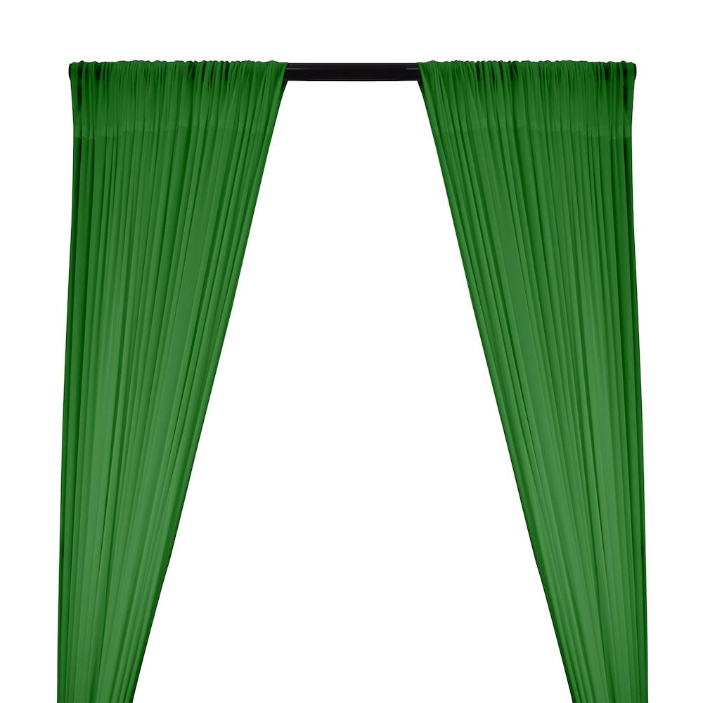 Kelly Green Power Mesh Fabric Curtains with Pockets for Pipe Drape