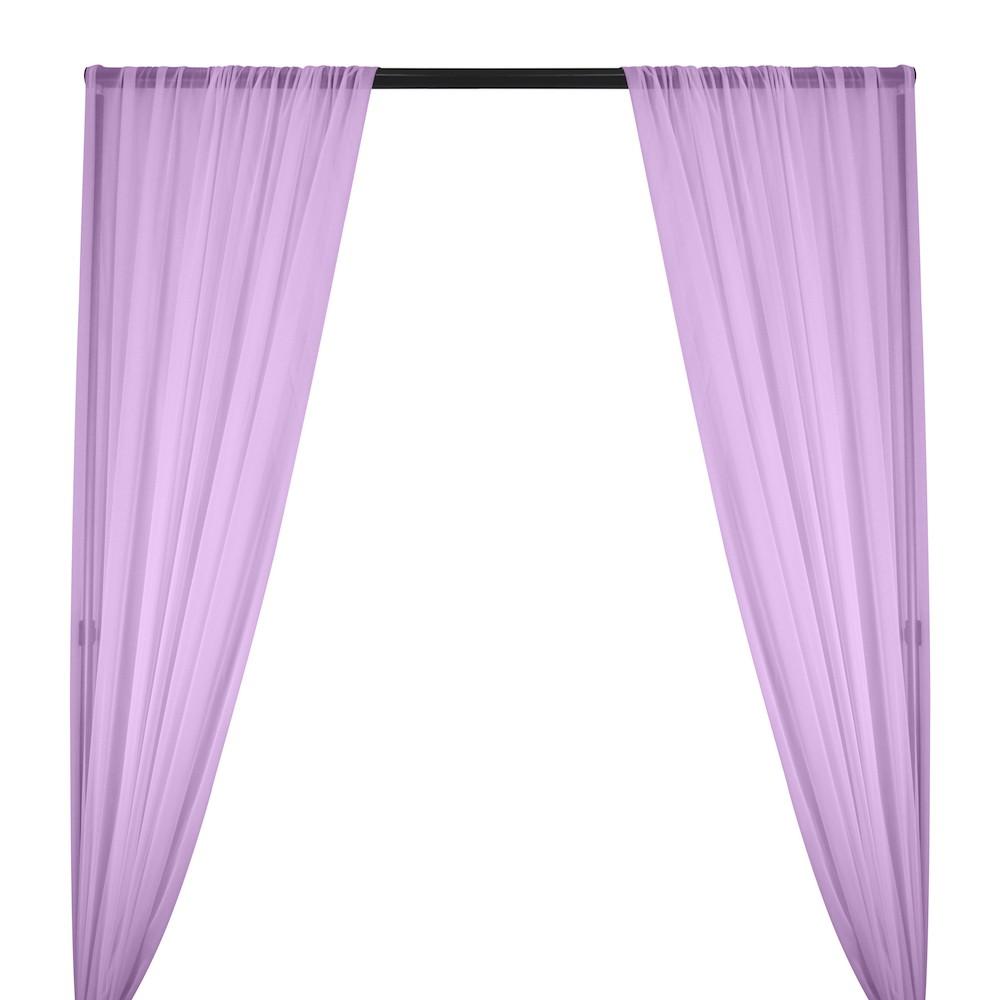 Lavender Silk Georgette Chiffon Fabric Curtains with Pockets for Pipe Drape