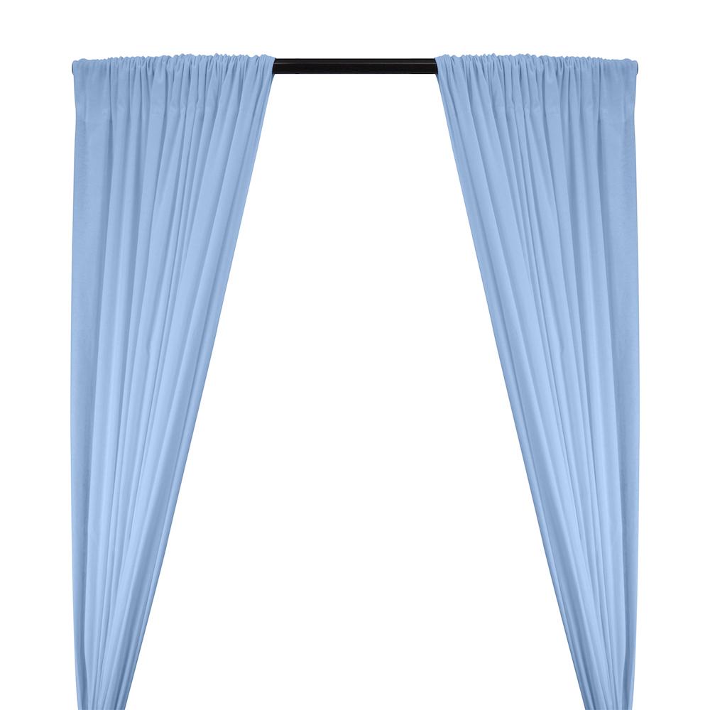 Light Blue Cotton Flannel Fabric Curtains with Pockets for Pipe Drape